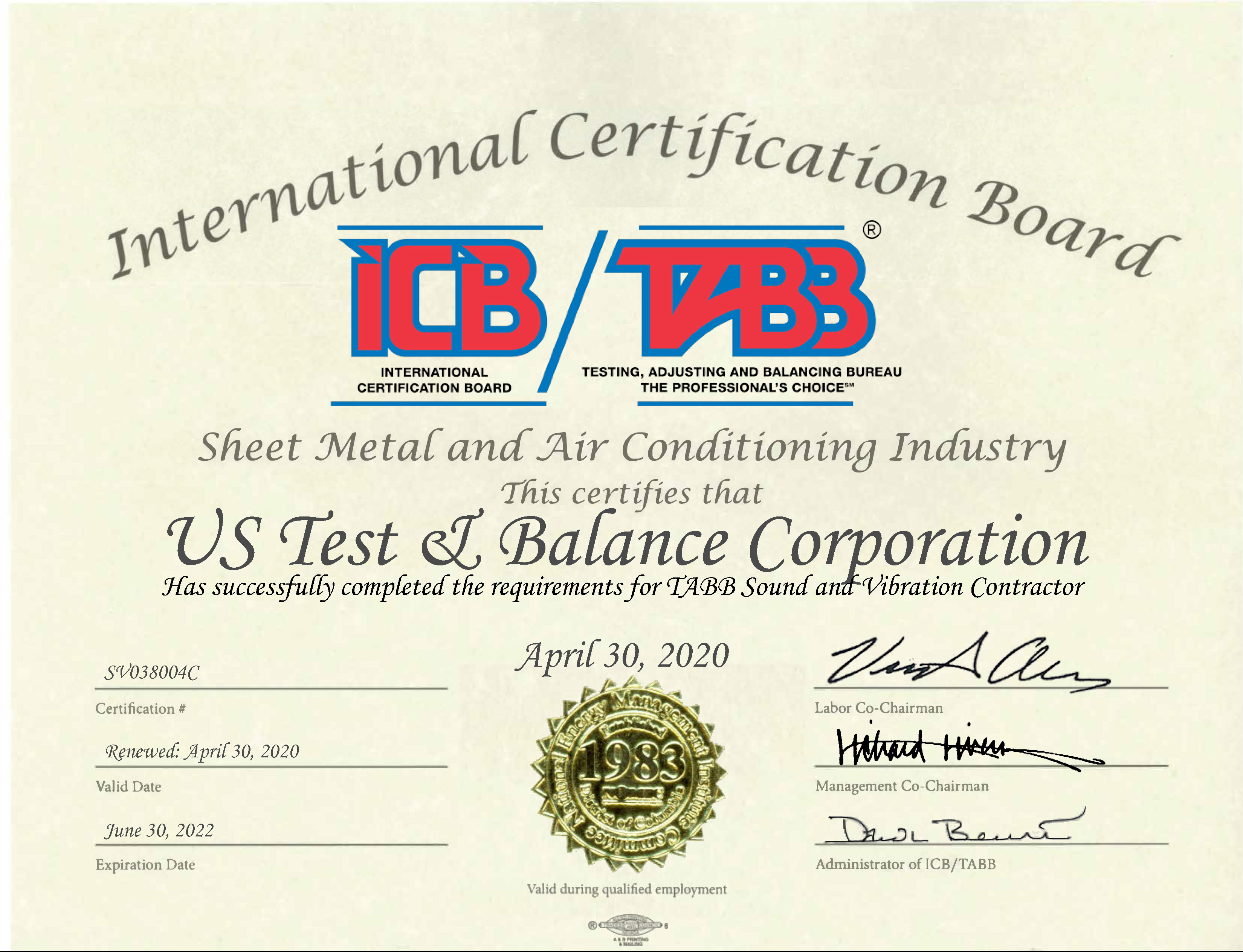 US Test & Balance | Certifications